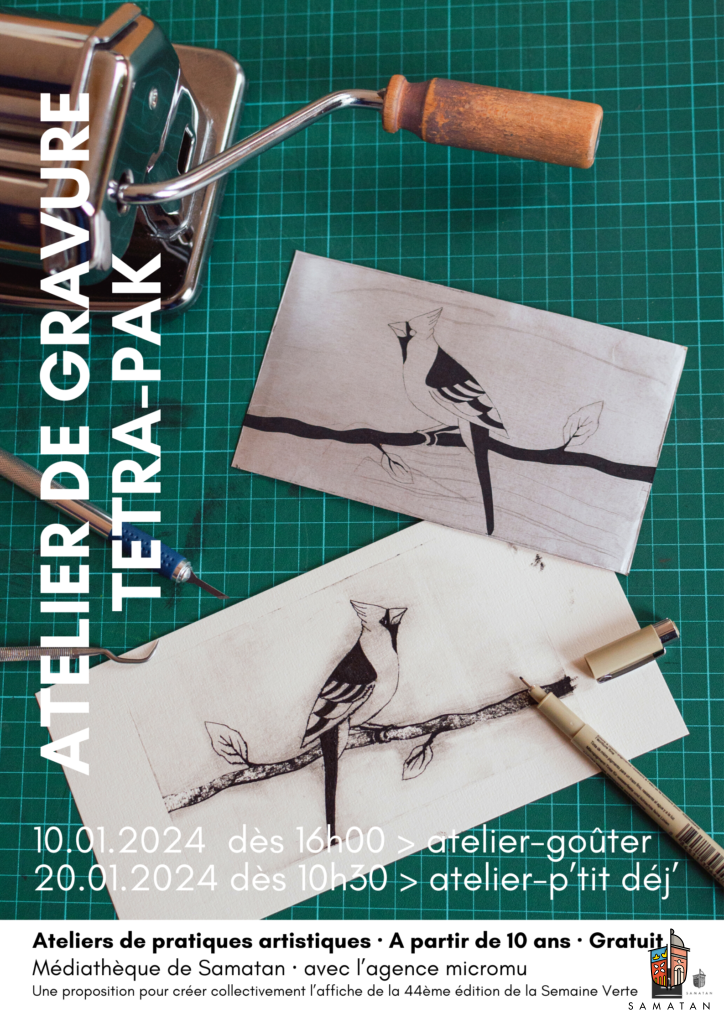SEMAINE VERTE · ATELIER DE GRAVURE SUR TETRA-PAK - Mairie de Samatan